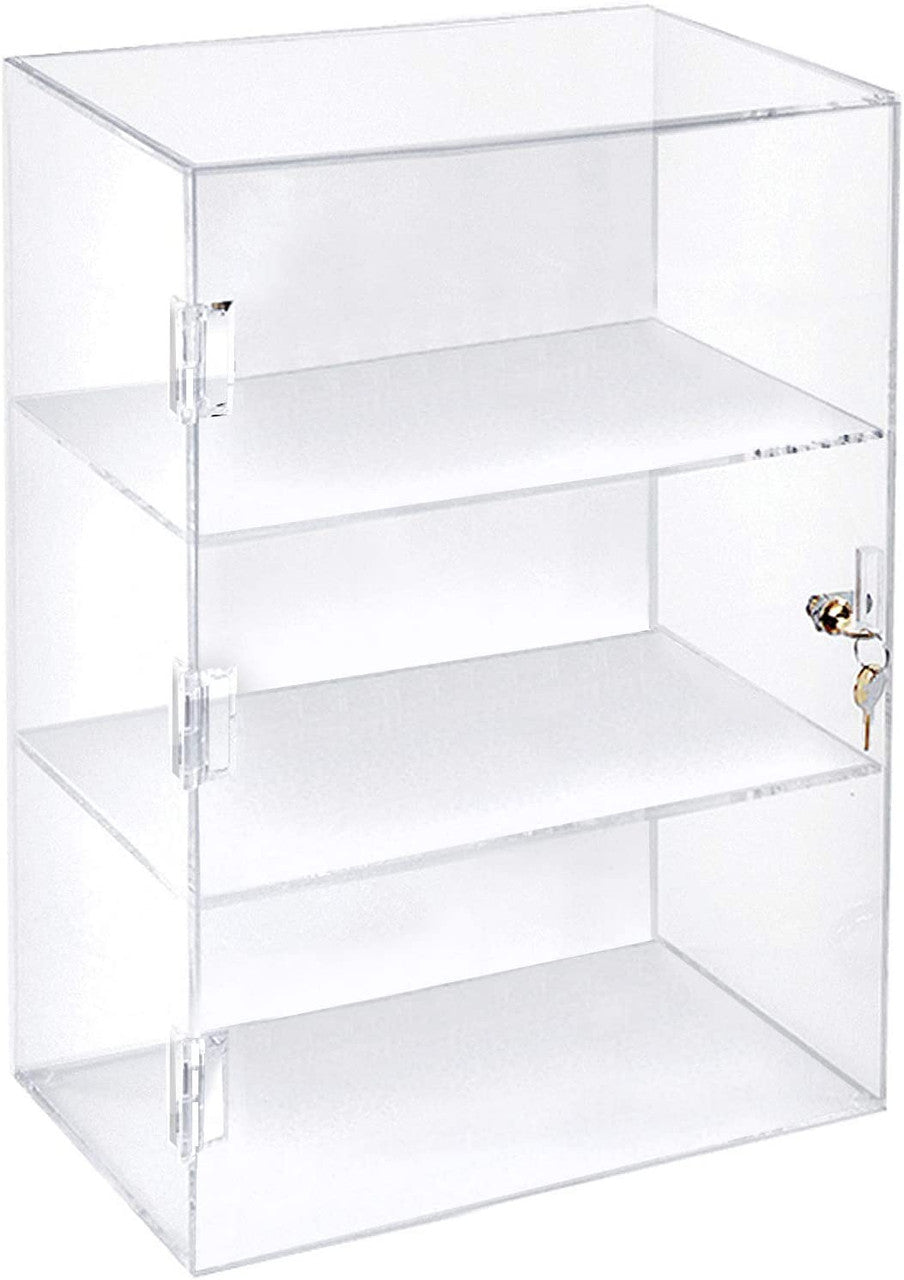 12"W x 7"D x 19"H Acrylic Locking Display Cabinet 2 Shelves – 321 Plastics