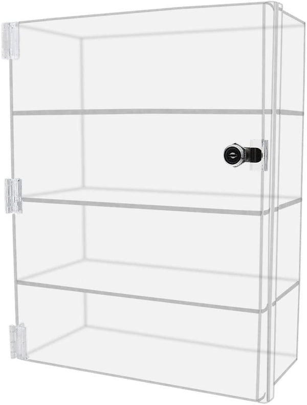 12"W x 8"D x 16"H Acrylic Locking Display Cabinet 3 Shelves – 321 Plastics